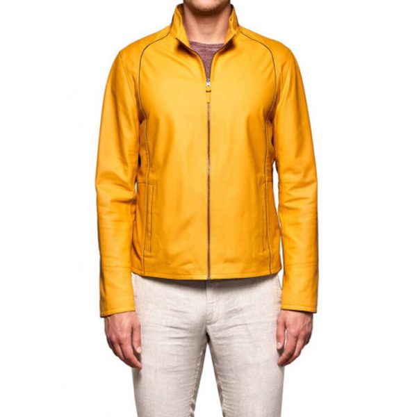 Yellow Basic Real Leather Jacket – Sourock